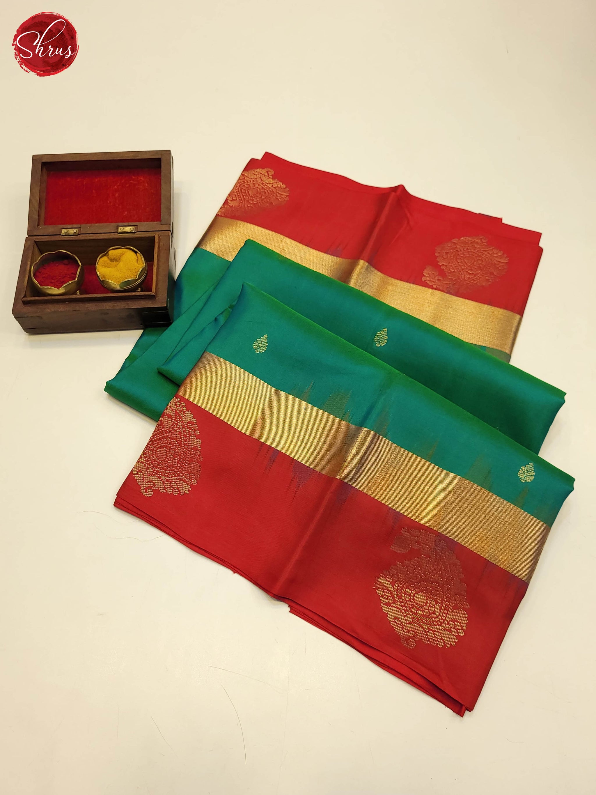 Green and Red - Soft Silk Saree
