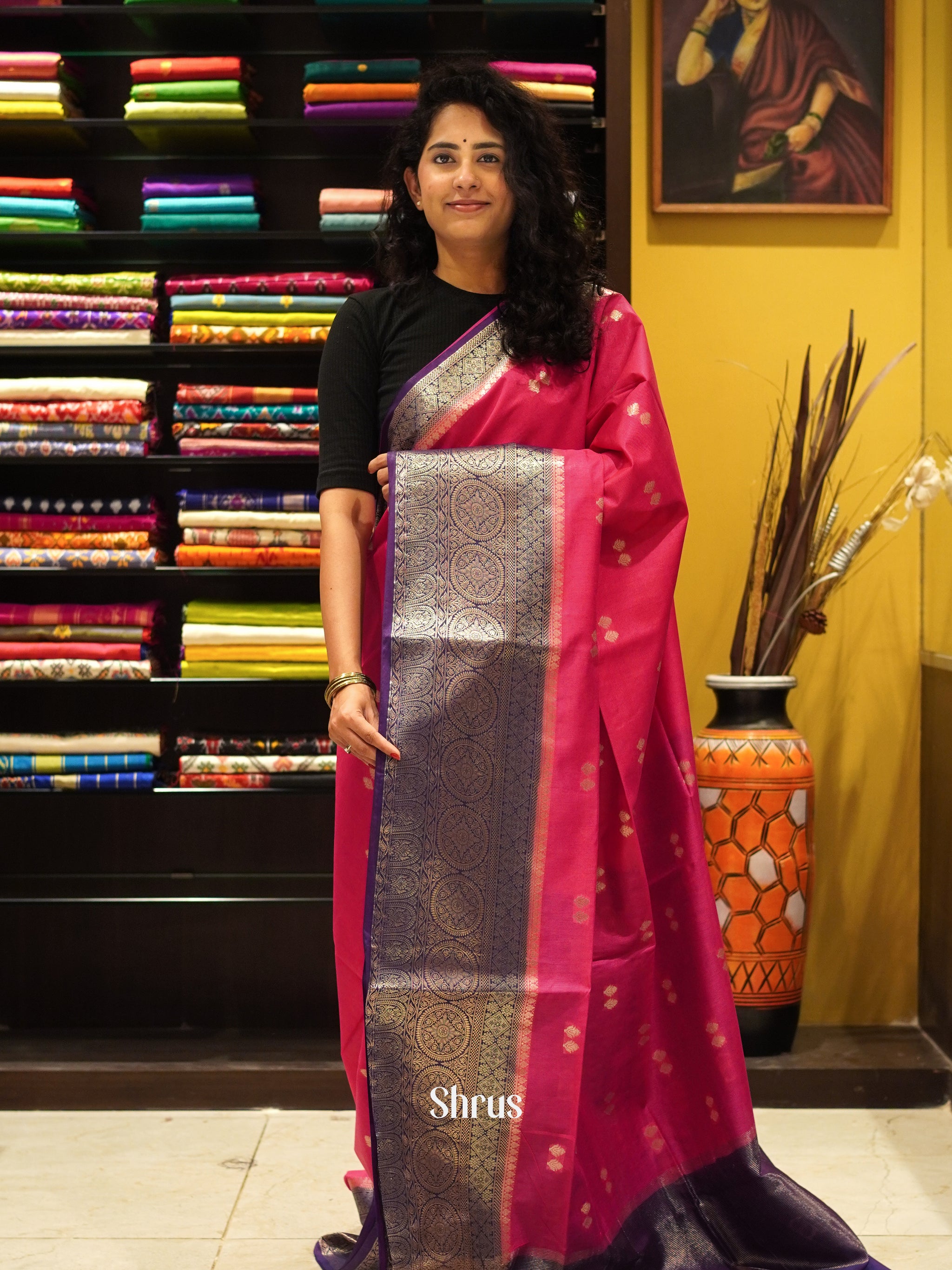 Pink & Violet - North Silk Cotton Saree