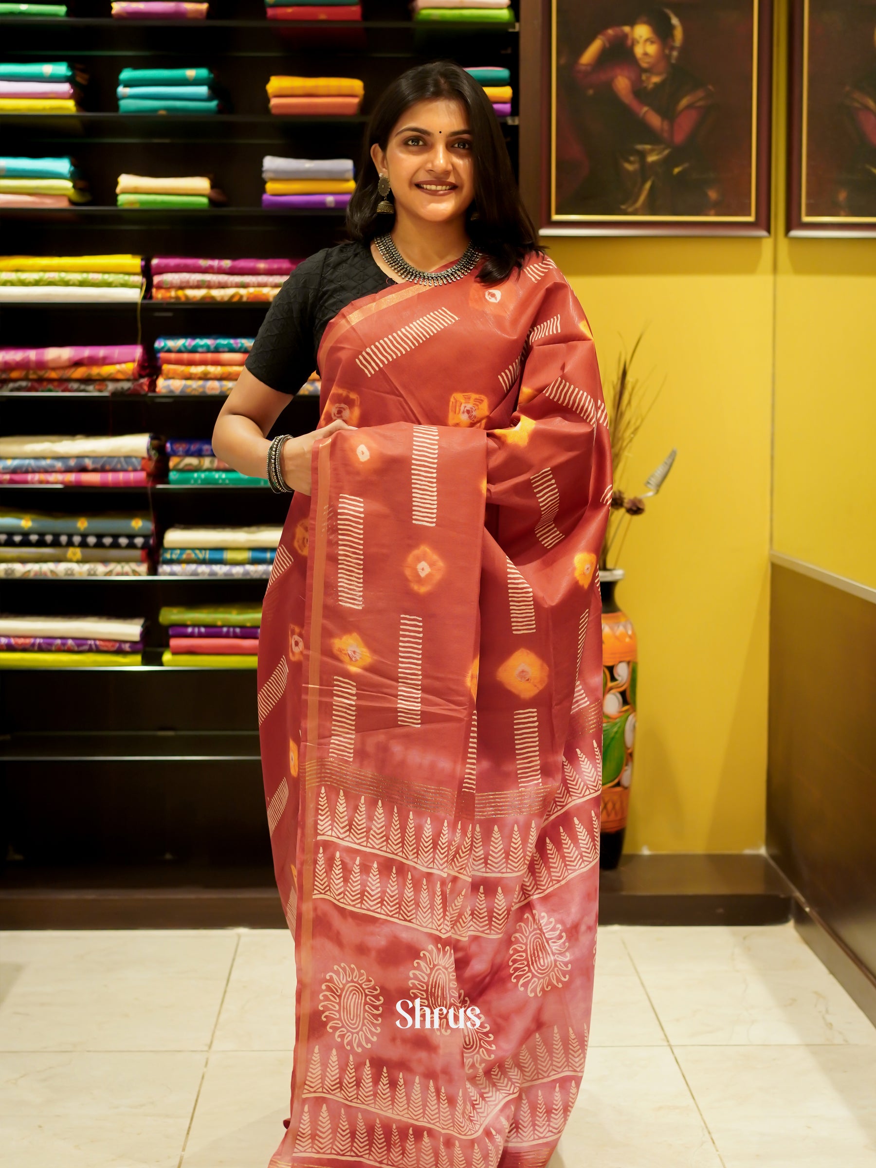 Shop Pure cotton Bhatik Saree Online at Shrus: Embrace Artistic Elegance!