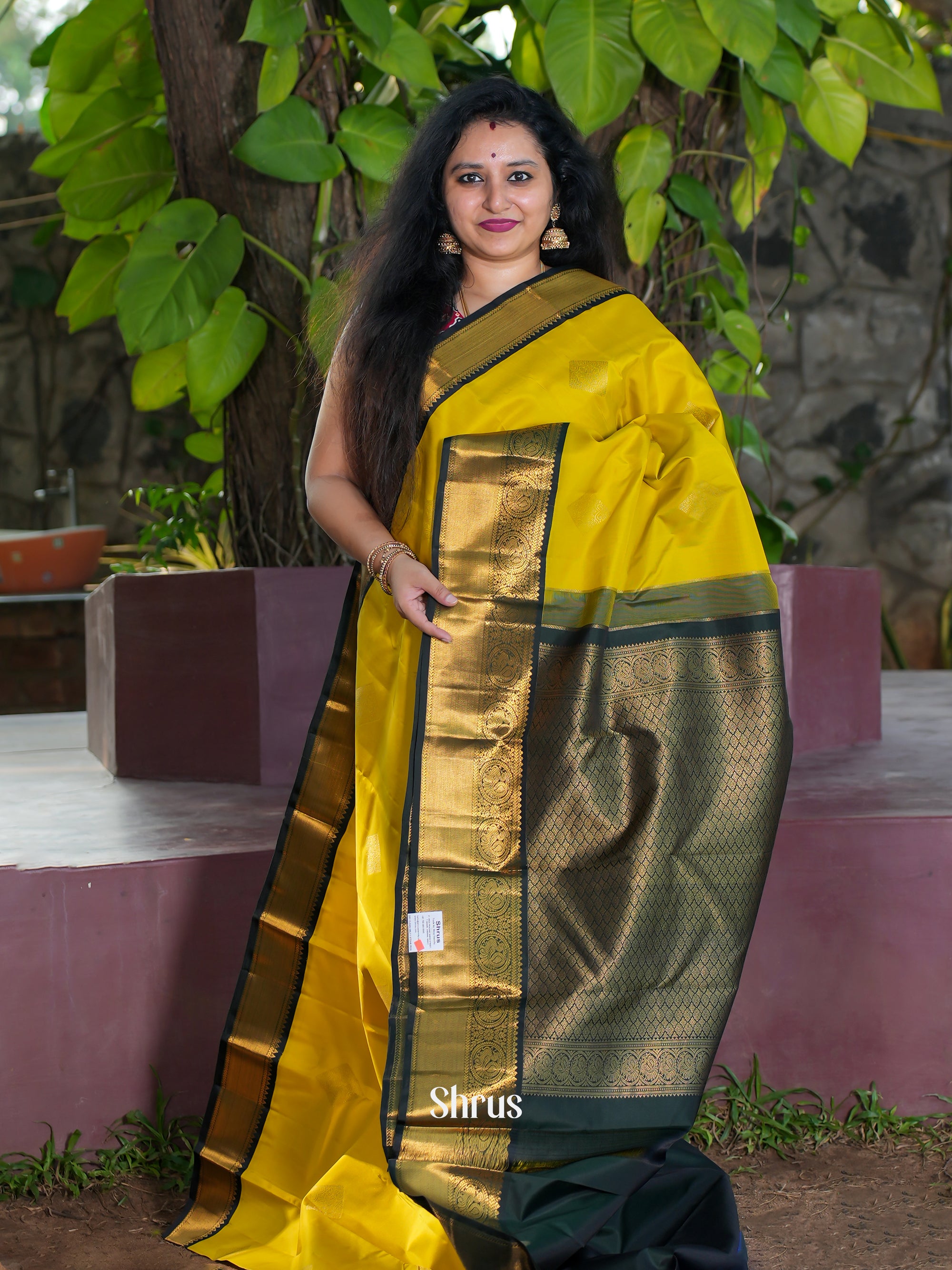 Mustardy Green & Green - Korvai Kanchipuram silk