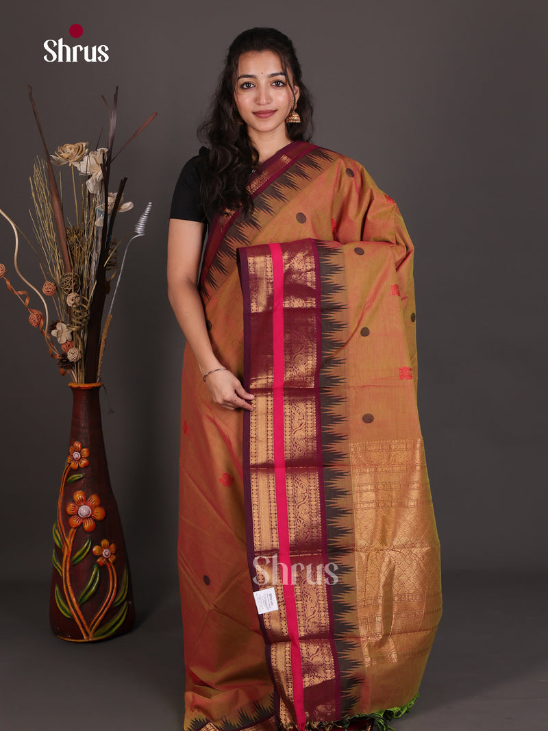 Dual Tone Orange & Purple Chettinad Sarees | Shrus
