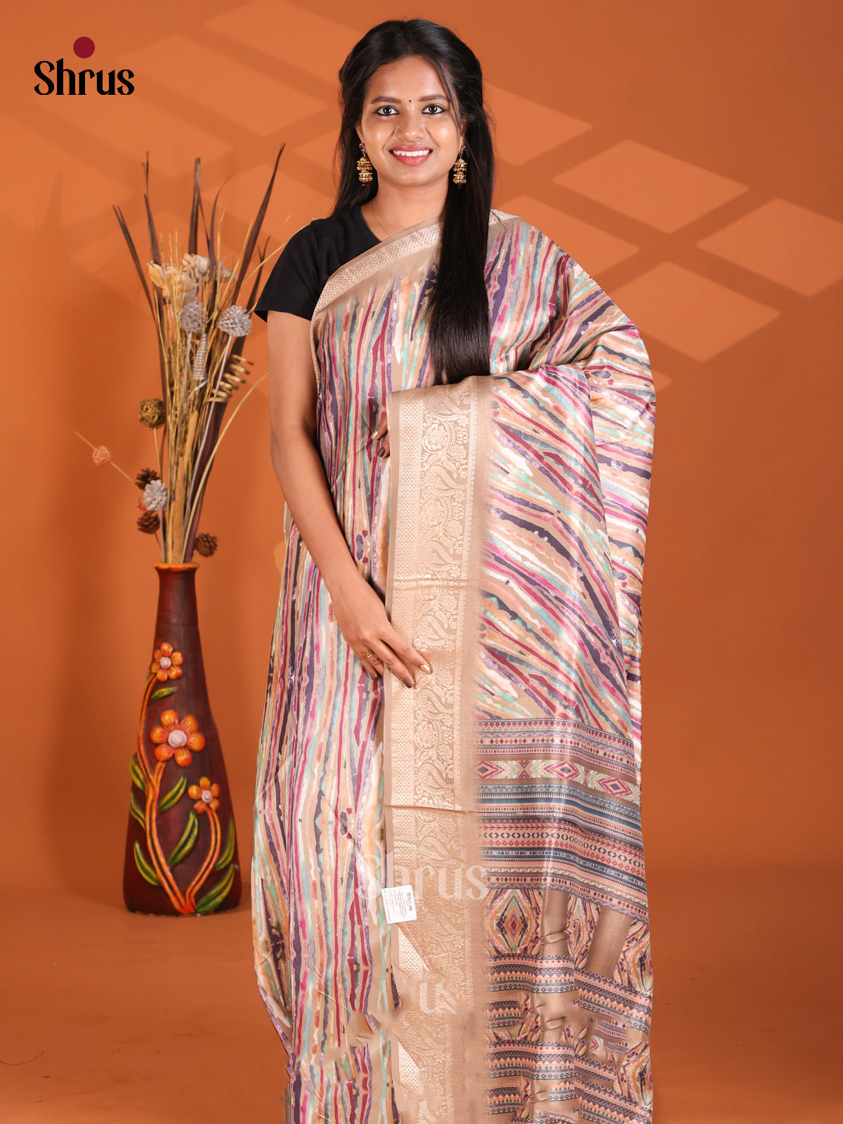 Dusty Brown - Semi Modal Saree