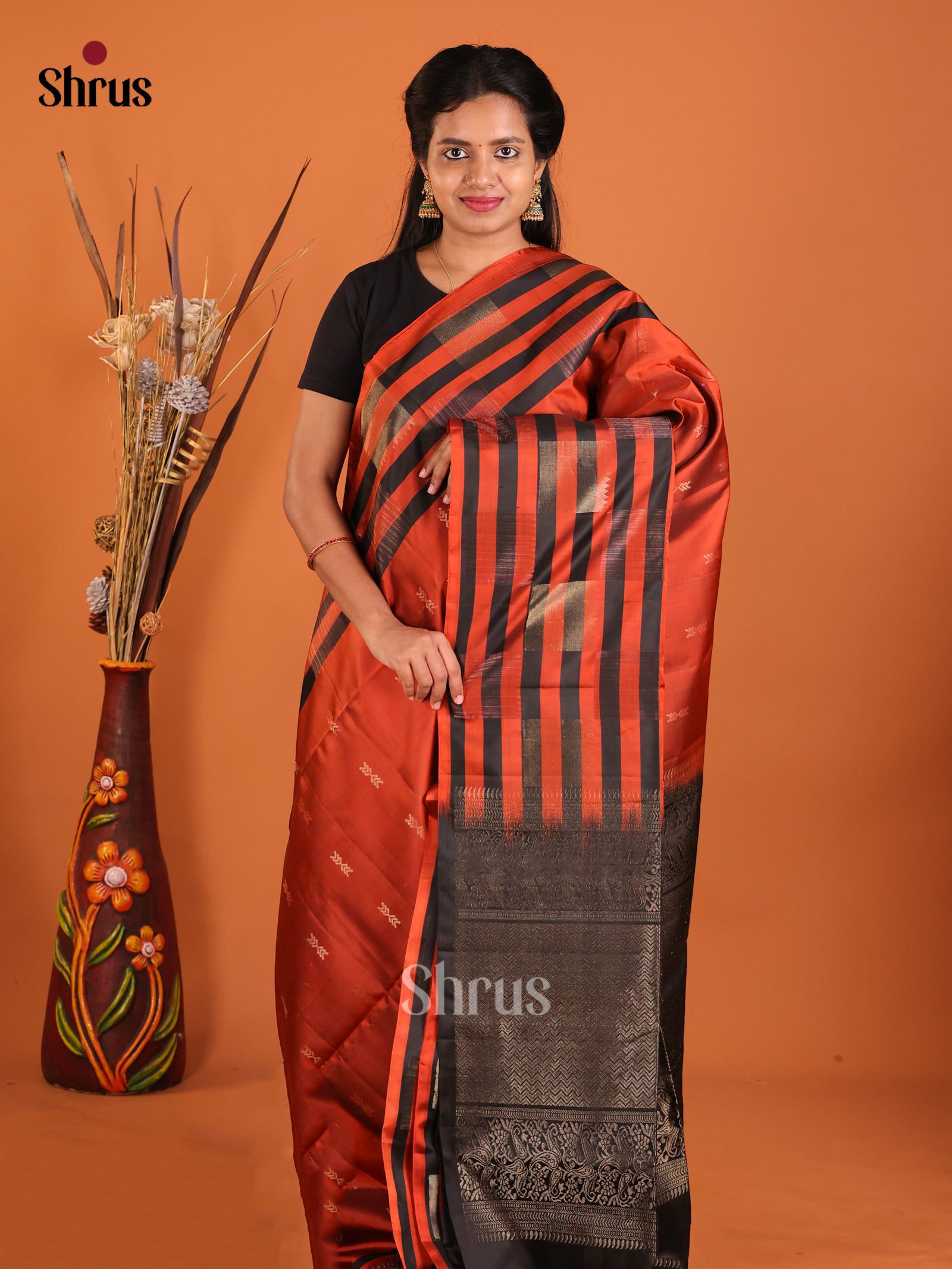 Buy Rust Orange Soft Silk Saree | Wedding sarees Online
