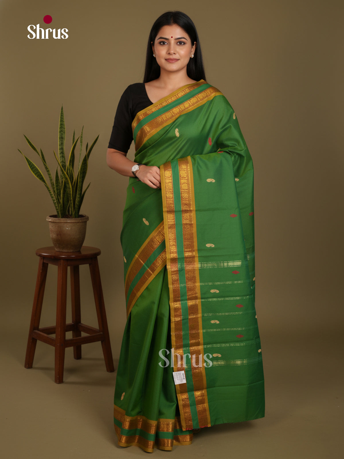 Green - Chettinad Mix Cotton-Without Blouse Saree-DLS06072