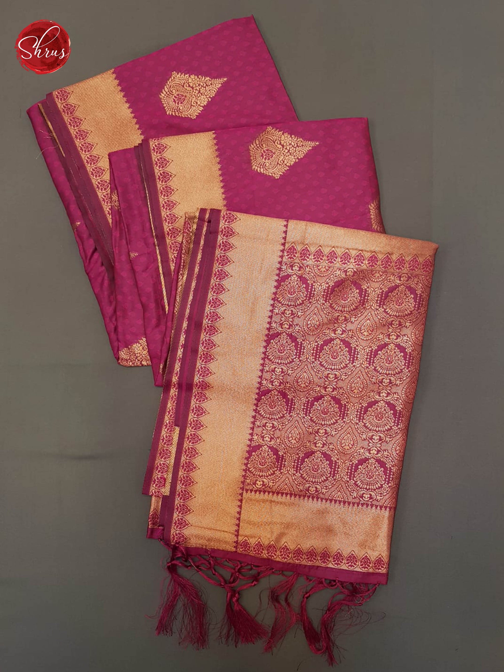 Pink(Single tone)- Semi Khatan with zari woven floral motifs on the bo